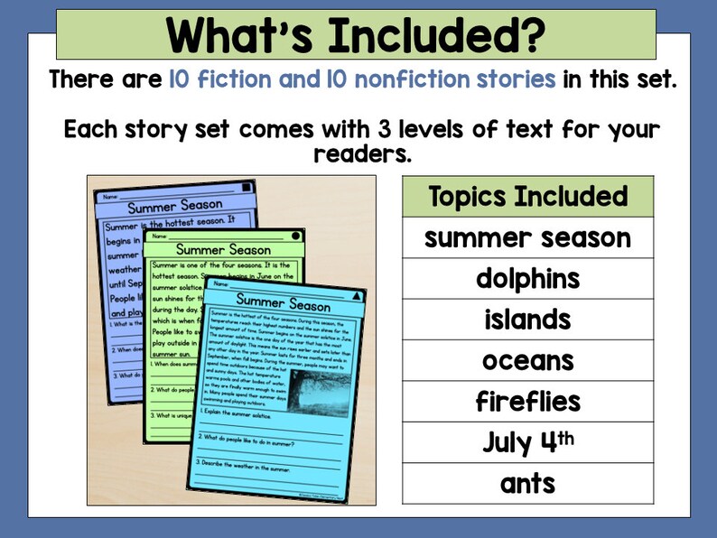 Summer Reading Comprehension, Summer Reading Passages Packet Activities ...