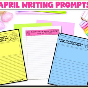 April Writing Prompts, Spring - Writing Papers, Digital Slides, or ...