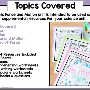 Force and Motion Worksheets & Reading Passages, Motion and Types of ...