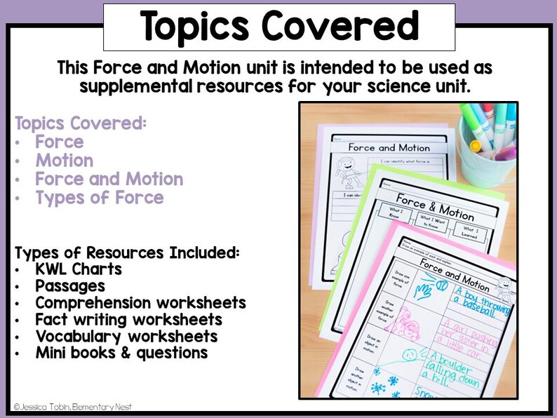 Force and Motion Worksheets & Reading Passages, Motion and Types of ...