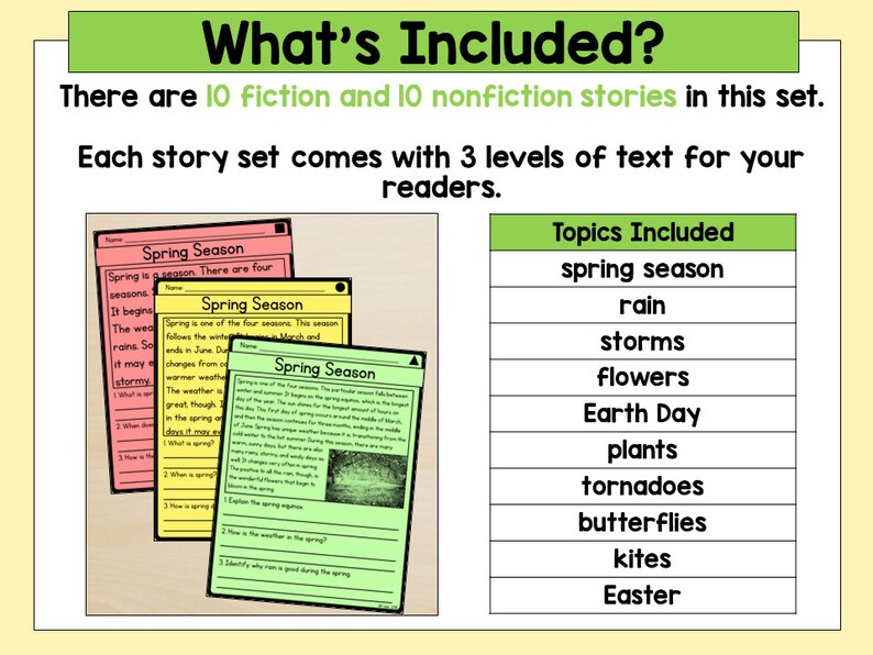 Spring Reading Comprehension Differentiated Passages, Easter, Earth Day ...