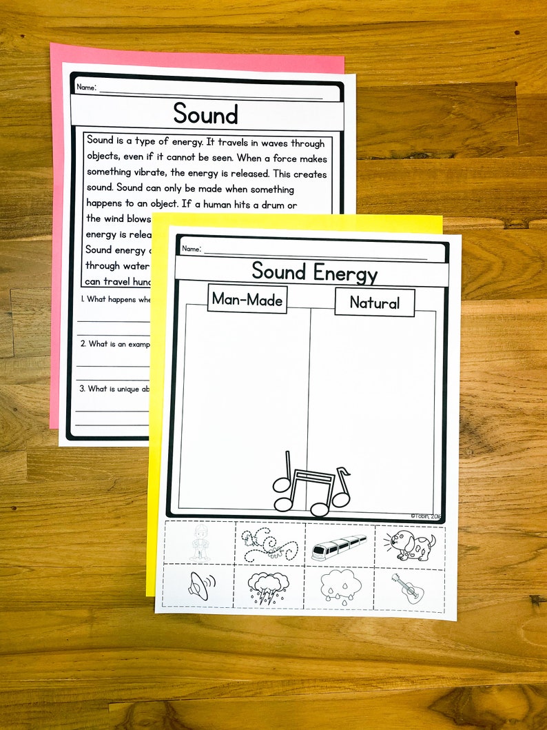 Energy Unit Worksheets: Heat, Light, Sound, & Renewable Resources ...