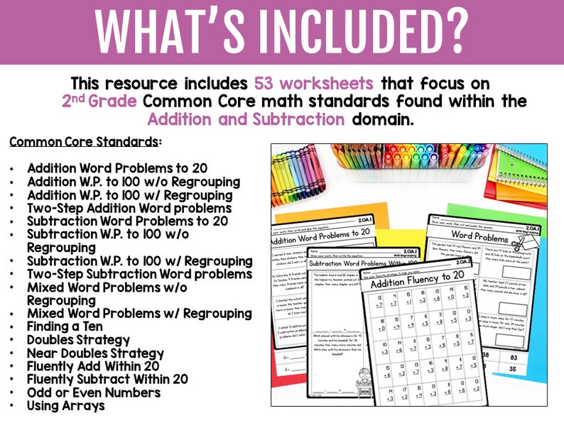 Addition and Subtraction With Regrouping 2nd Grade Worksheets and Word ...