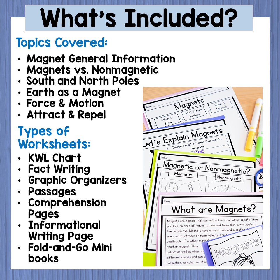 Magnets Unit and Magnetism Activities, Worksheets, and Reading Passages ...