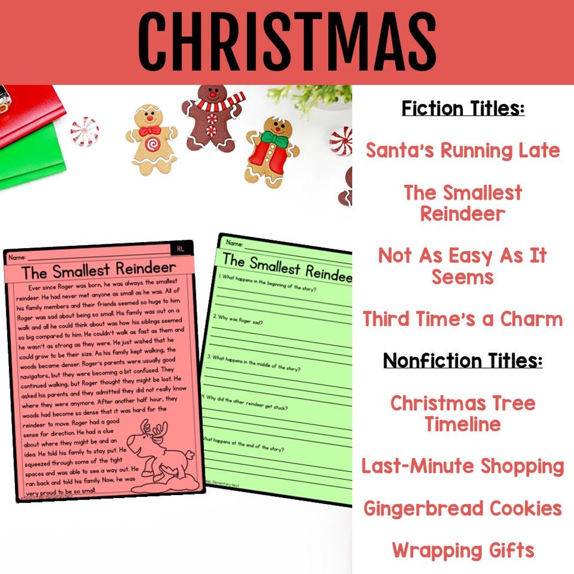 December Reading Comprehension, 4th 3rd Grade Christmas Reading ...