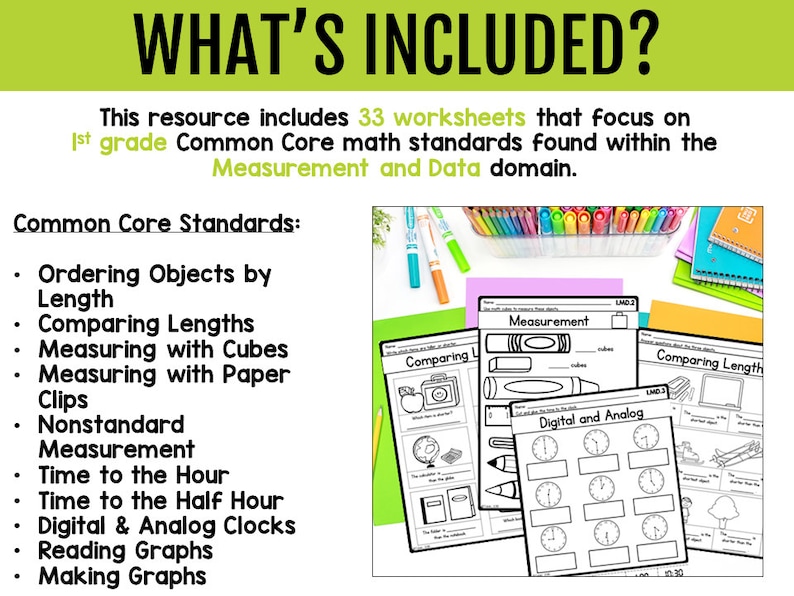 Time Worksheets, Measurement Worksheets, Graphing 1st Grade Math Review ...