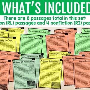 St. Patrick's Day Standards Based Reading Comprehension 3rd & 4th Grade ...