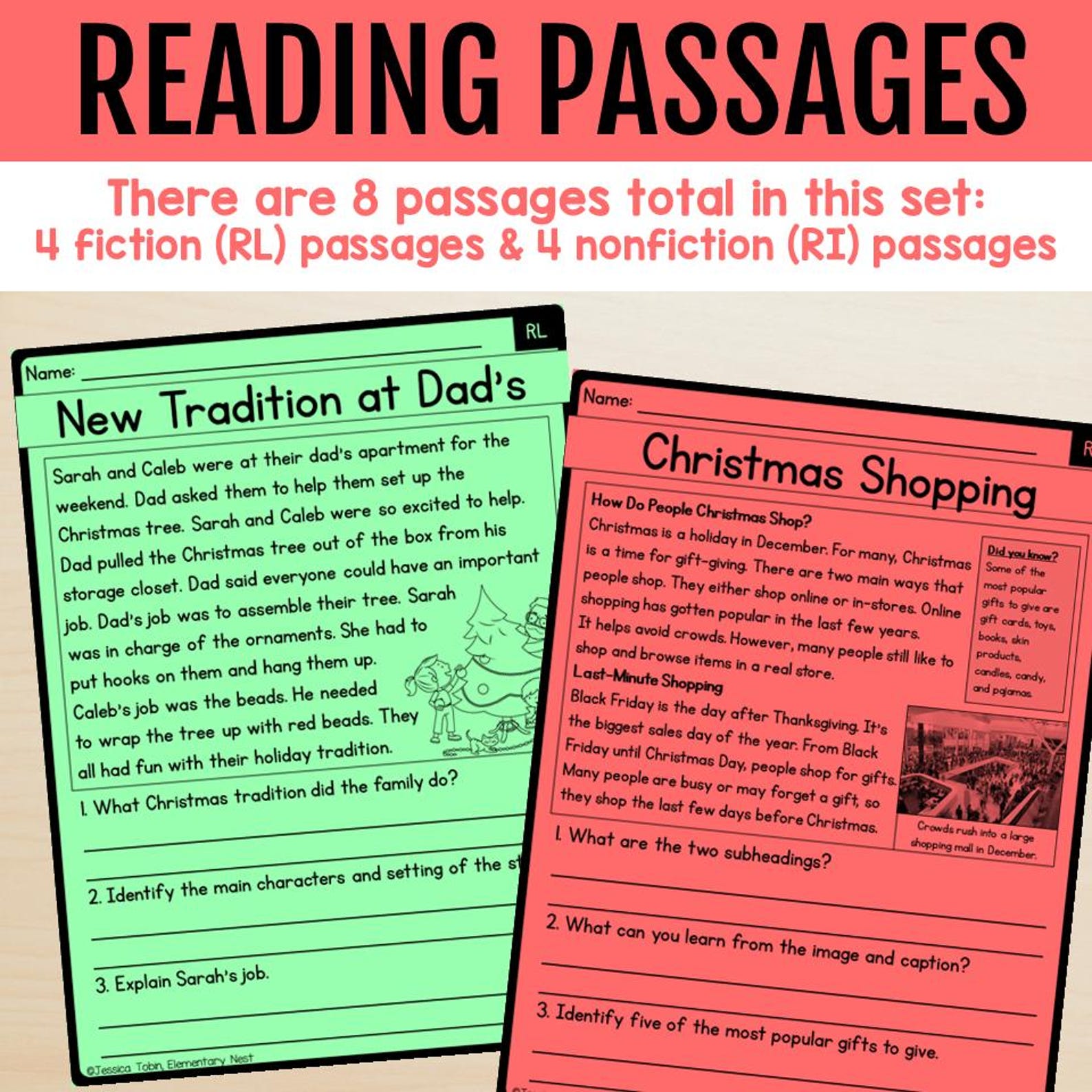 Christmas Reading Comprehension Passages, Holiday Reading Comprehension ...