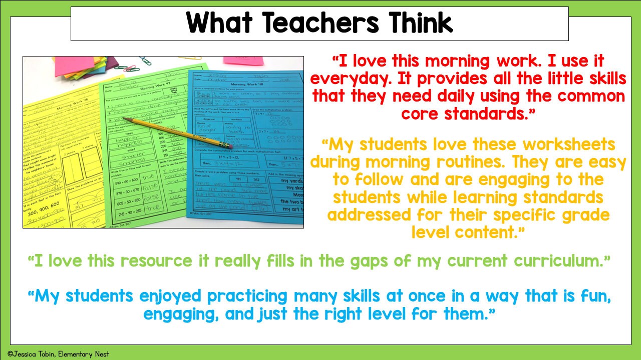 Morning Work 3rd Grade Bundle - Packets With Binder Cover, Spiral ...