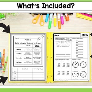 2nd Quarter 3rd Grade Homework With Folder Cover, ELA and Math Review ...