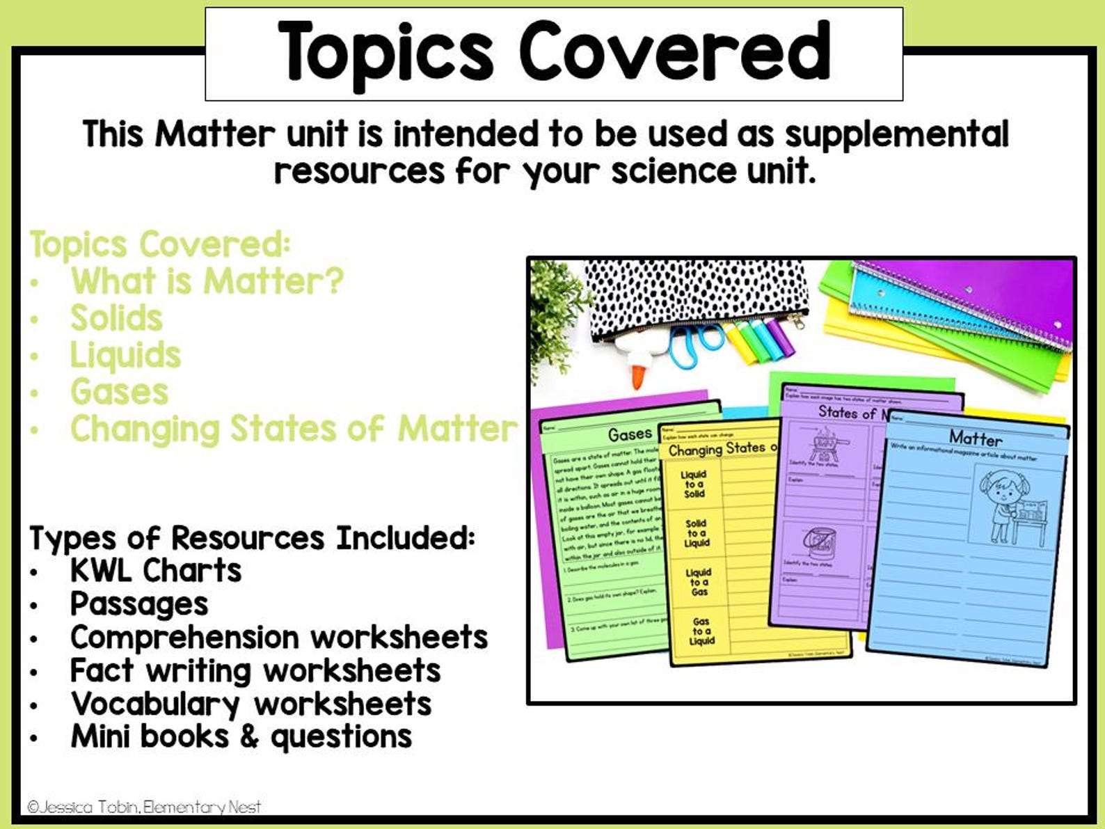 Matter, States of Matter Worksheets, Reading Passages - Properties of ...