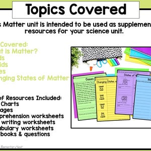 Matter, States of Matter Worksheets, Reading Passages - Properties of ...