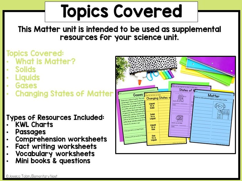 Matter, States of Matter Worksheets, Reading Passages - Properties of ...