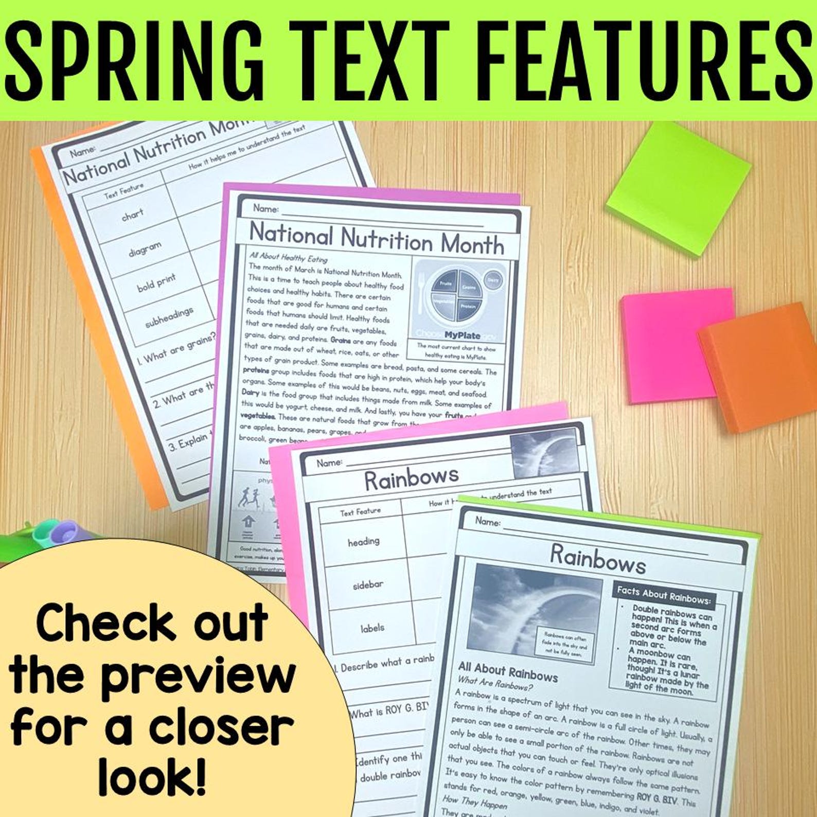Spring Reading Comprehension Passages and Question 2nd 3rd Grade Text ...