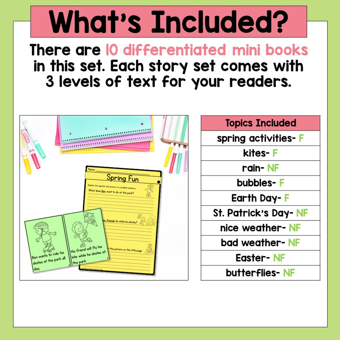 Spring Reading Activities - Spring Mini Book Readers Fiction ...