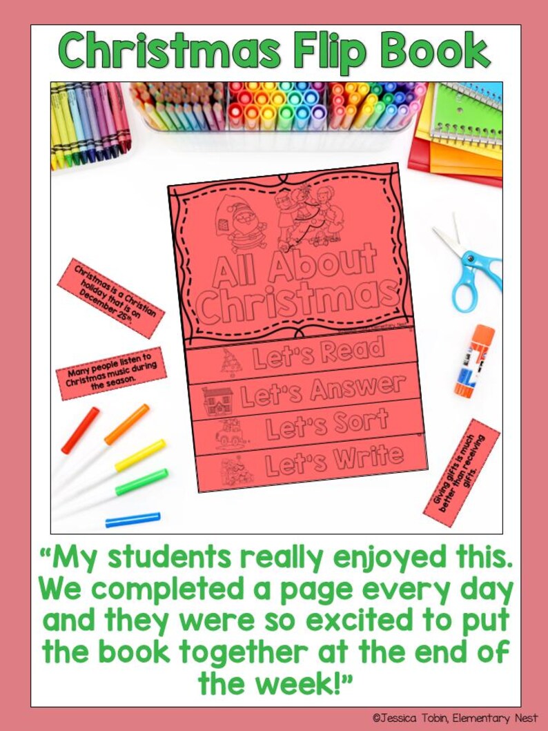Christmas Reading Flip Book With Writing Activities and Craft ...