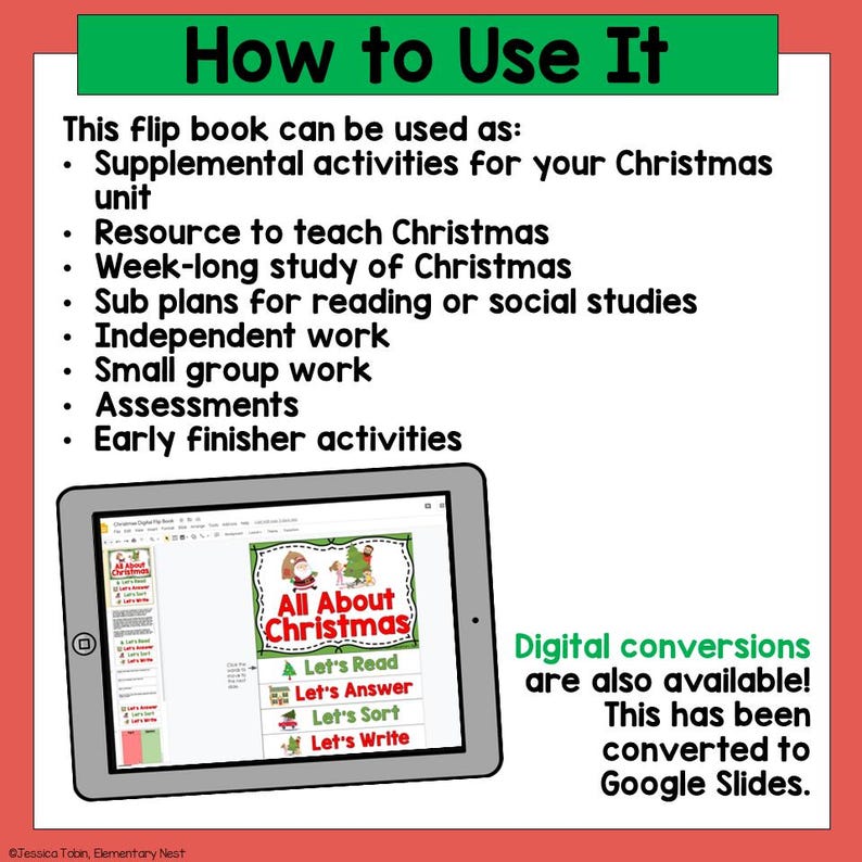 Christmas Reading Flip Book With Writing Activities and Craft ...