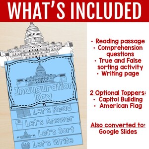 Inauguration Day Craft Reading Flip Book, Inauguration Day 2025 ...