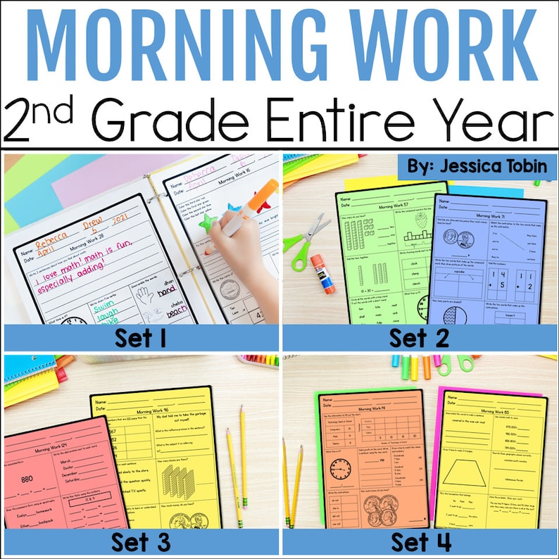 2nd Grade Morning Work - Math, Grammar, ELA Review Worksheets With ...