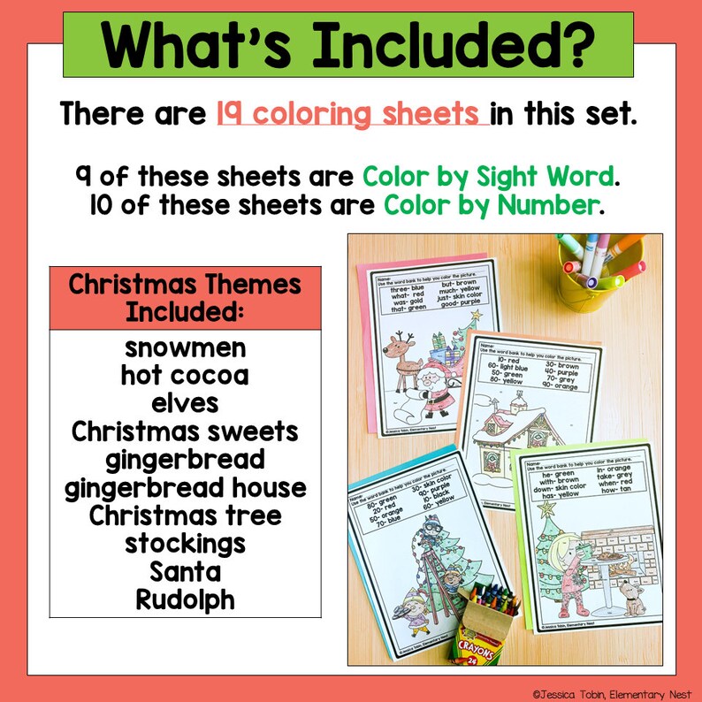 Christmas Coloring Pages Christmas Color by Sight Word and Number ...