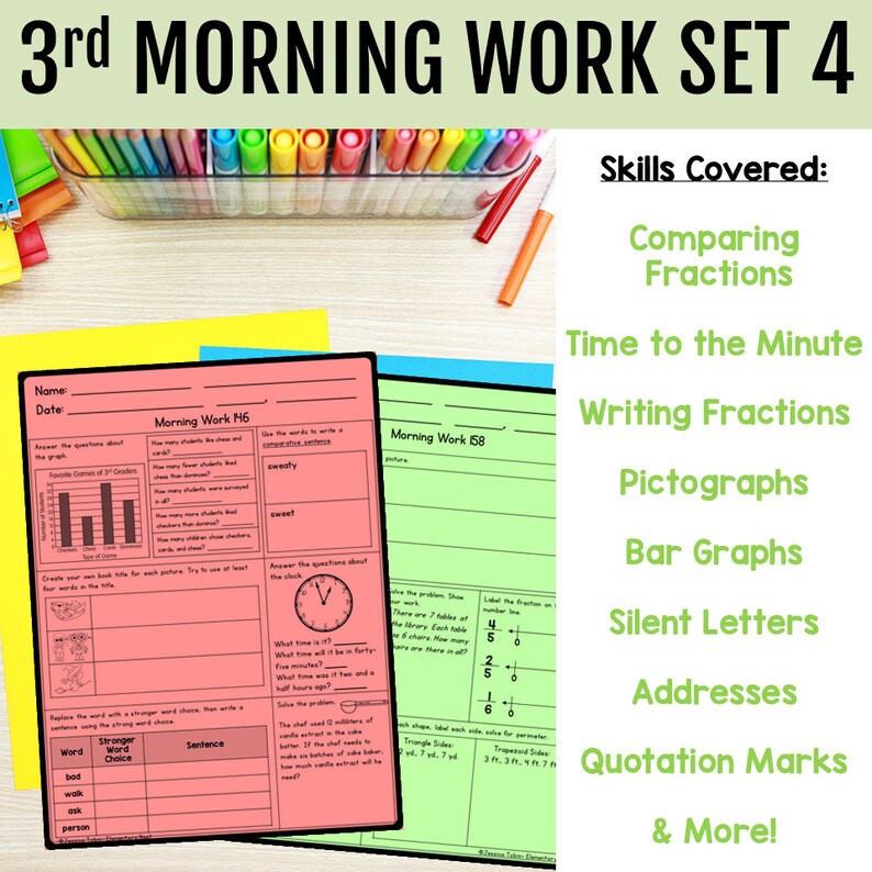 4th Quarter Morning Work 3rd Grade - Math, Phonics, ELA Review ...