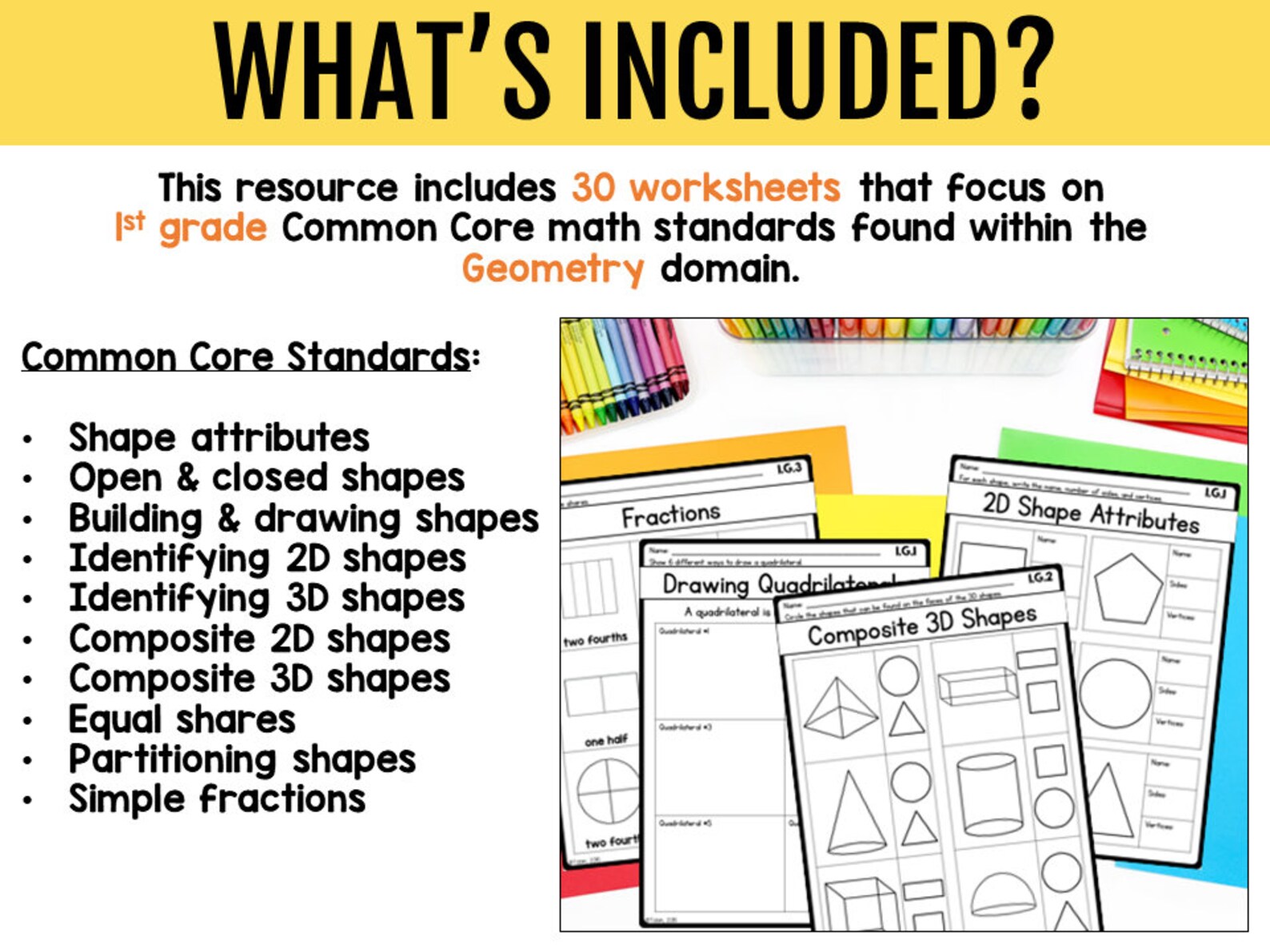 Shapes Worksheets, 3D Shapes Worksheets, 2D & 3D Shapes, 1st Grade Math ...