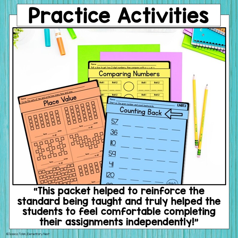 Place Value Worksheets Tens & Ones Comparing Numbers Greater Than Less ...