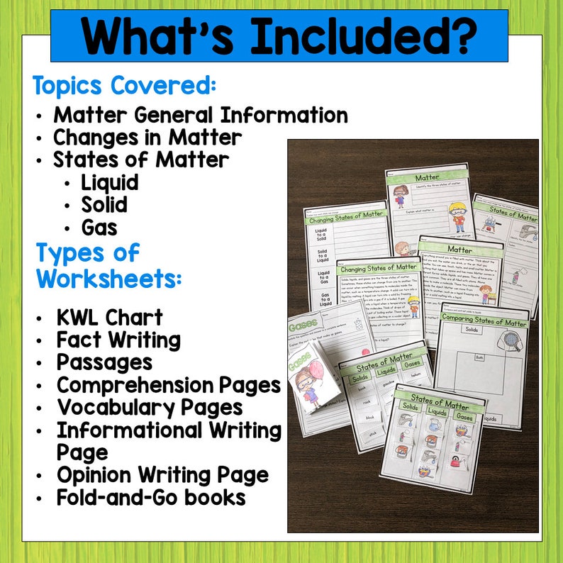 Matter, States of Matter Worksheets, Reading Passages - Properties of ...