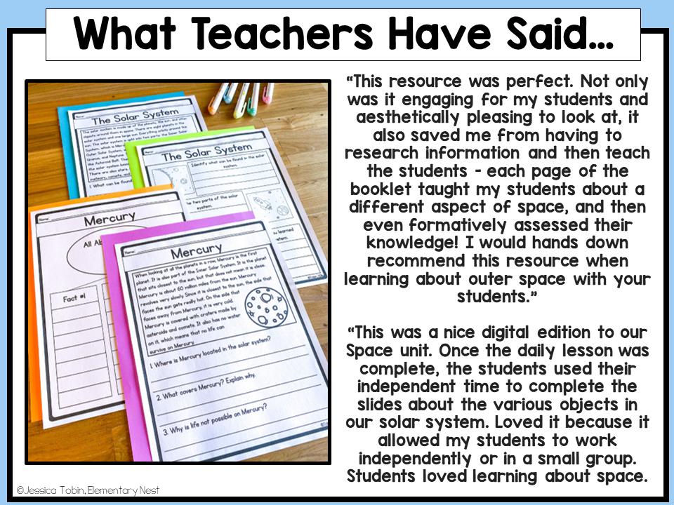 Space and Solar System Activities, Worksheets and Passages, Outer Space ...