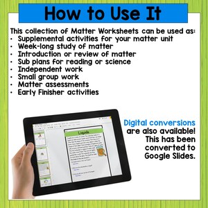 Matter, States of Matter Worksheets, Reading Passages - Properties of ...