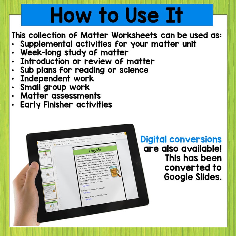 Matter, States of Matter Worksheets, Reading Passages - Properties of ...