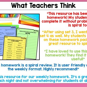 4th Quarter 2nd Grade Homework With Folder Cover, ELA and Math Review ...