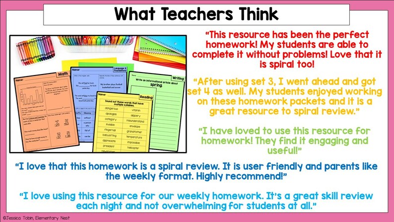 4th Quarter 2nd Grade Homework With Folder Cover, ELA and Math Review ...