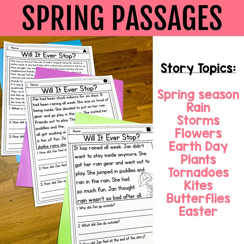 Spring Reading Comprehension Differentiated Passages, Easter, Earth Day ...