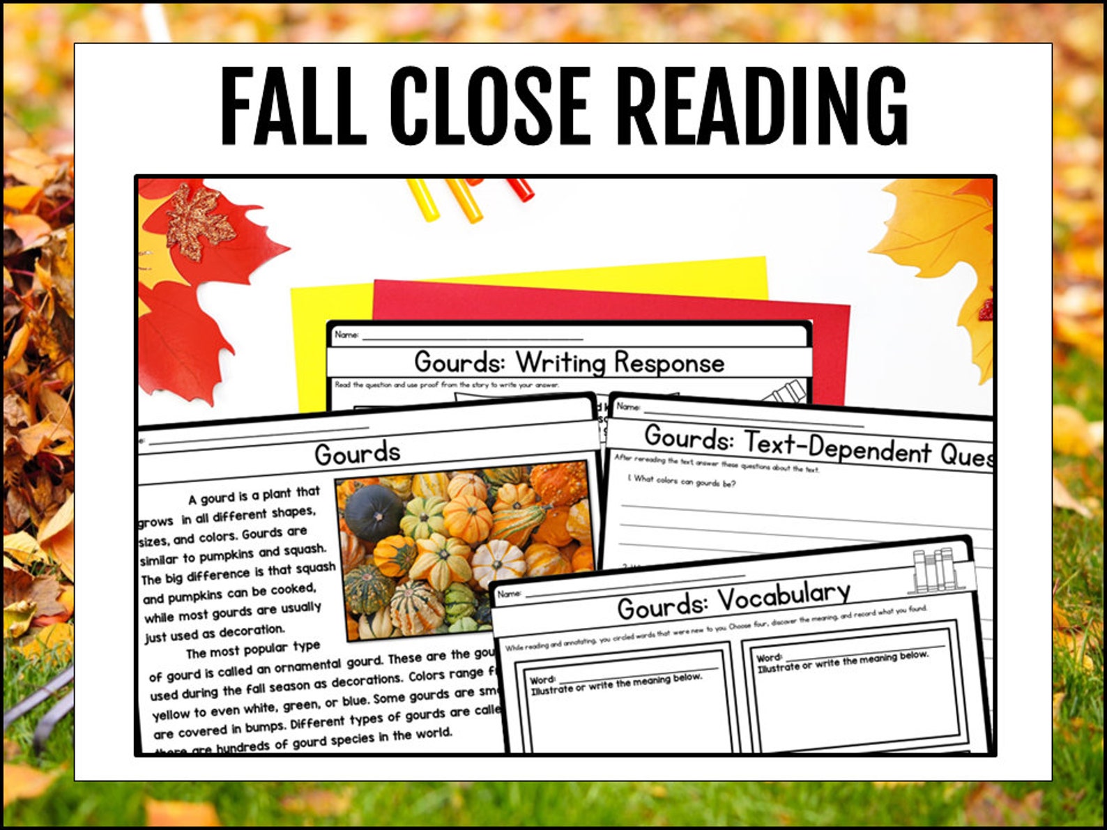 Close Reading Passages Fall Reading Comprehension Fall Nonfiction ...