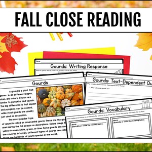 Close Reading Passages Fall Reading Comprehension Fall Nonfiction ...