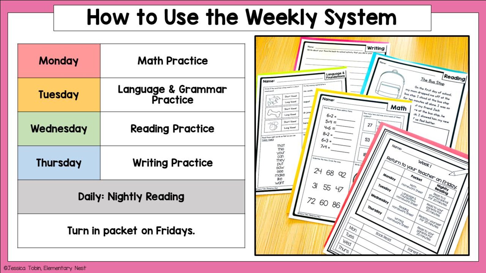 1st Quarter 2nd Grade Homework With Folder Cover, ELA and Math Review ...