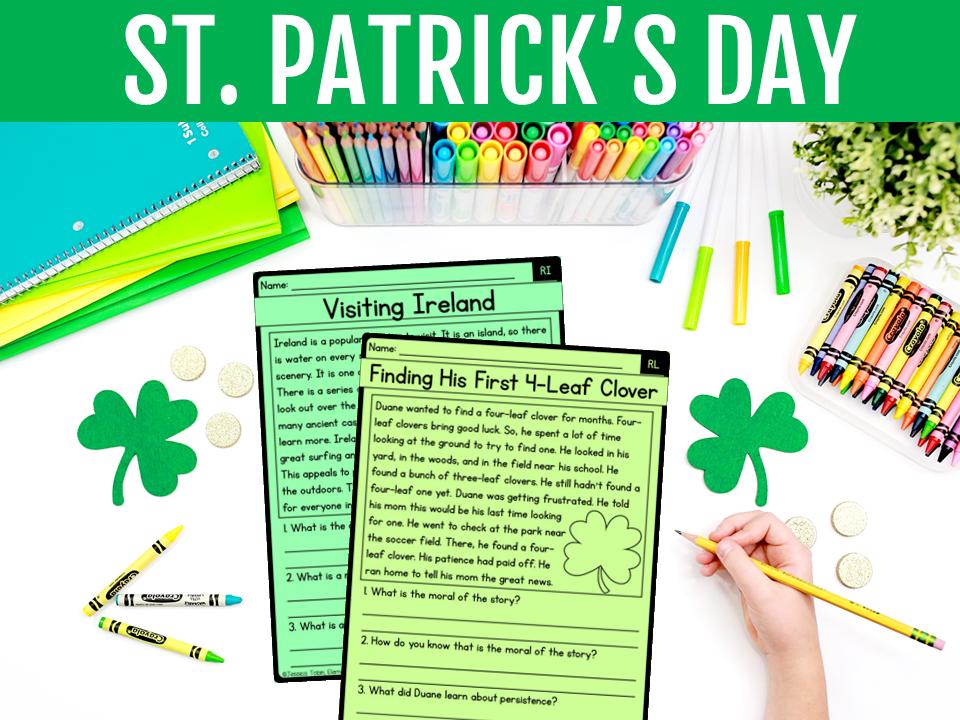 St. Patrick's Day Standards Based Reading Comprehension 1st Grade & 2nd ...