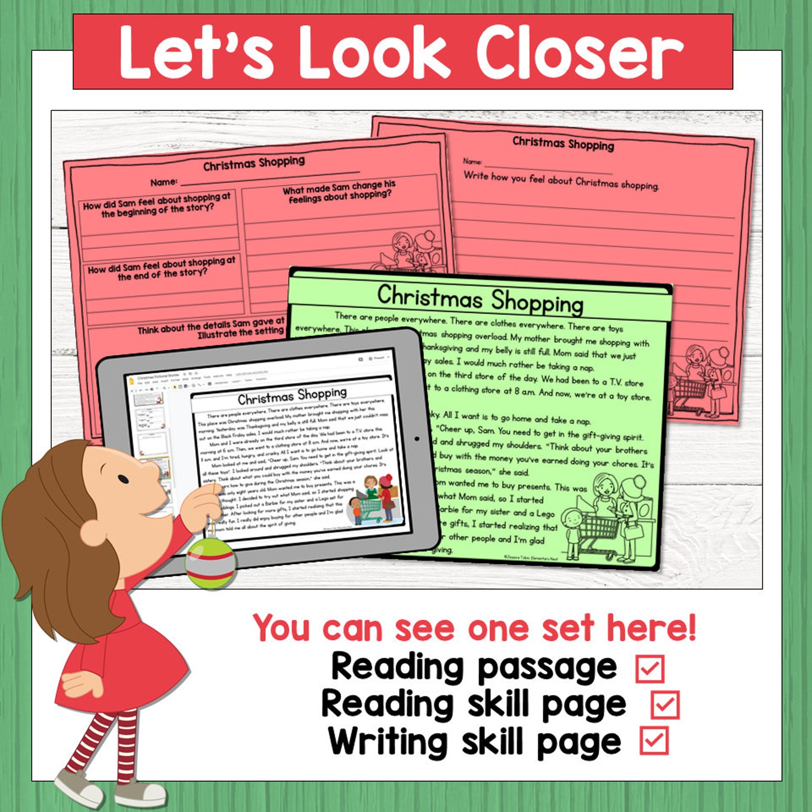 Christmas Reading Comprehension Passages With Writing Activities ...