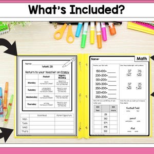 4th Quarter 2nd Grade Homework With Folder Cover, ELA and Math Review ...