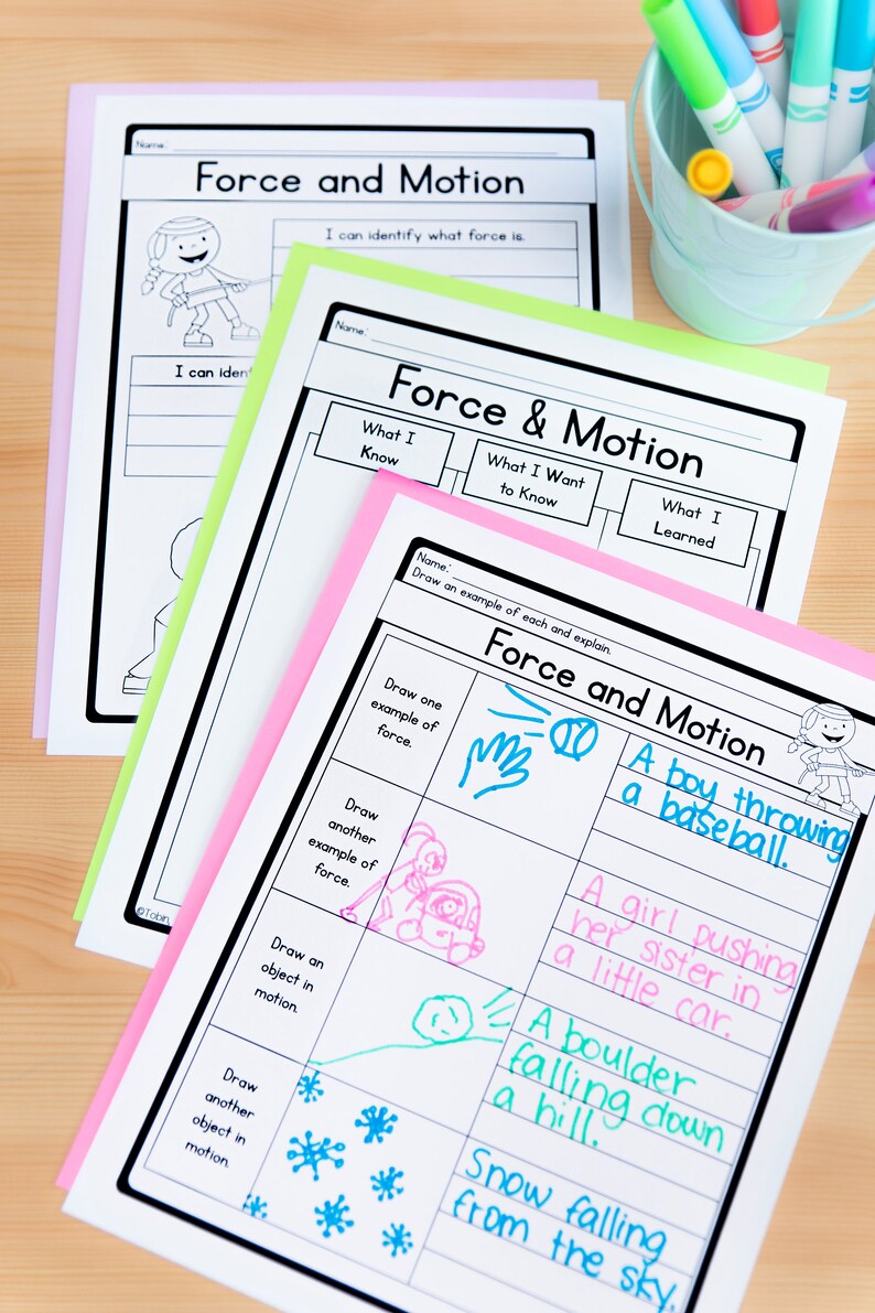 Force and Motion Worksheets & Reading Passages, Motion and Types of ...