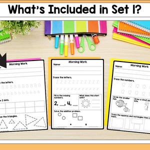 1st Quarter Kindergarten Morning Work Packet, Kinder Morning Work Set 1 ...
