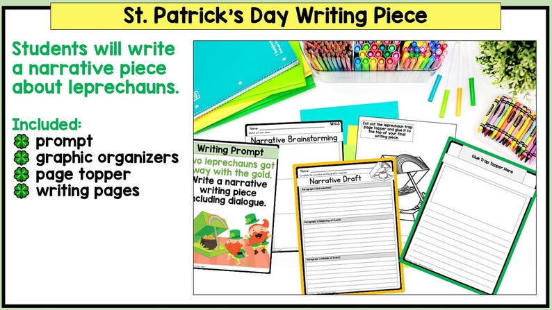 St. Patrick's Day Writing, Narrative Writing Graphic Organizer 3rd 4th ...
