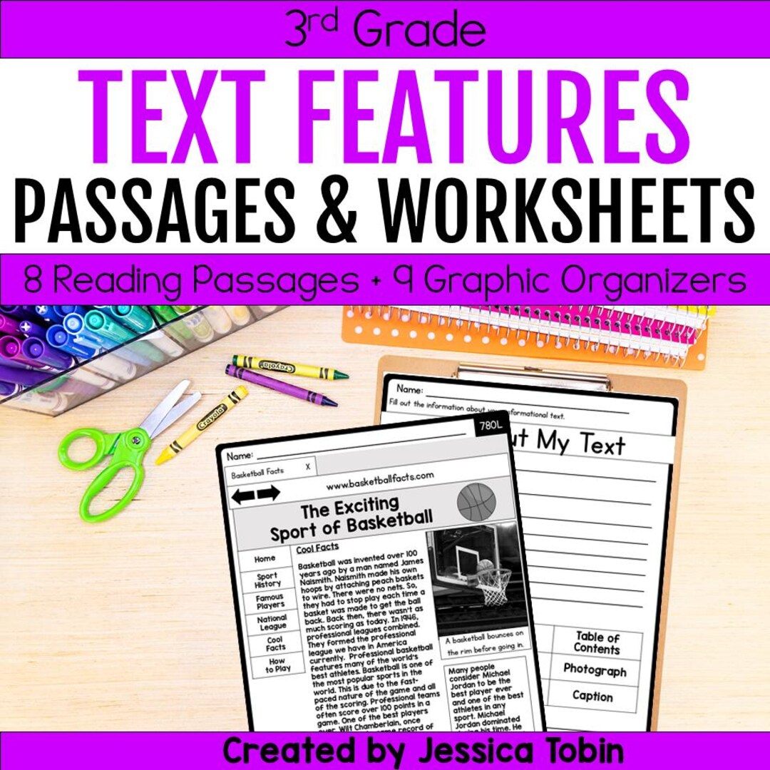 3rd Grade Reading Comprehension Passages: Nonfiction Text Features (PDF ...
