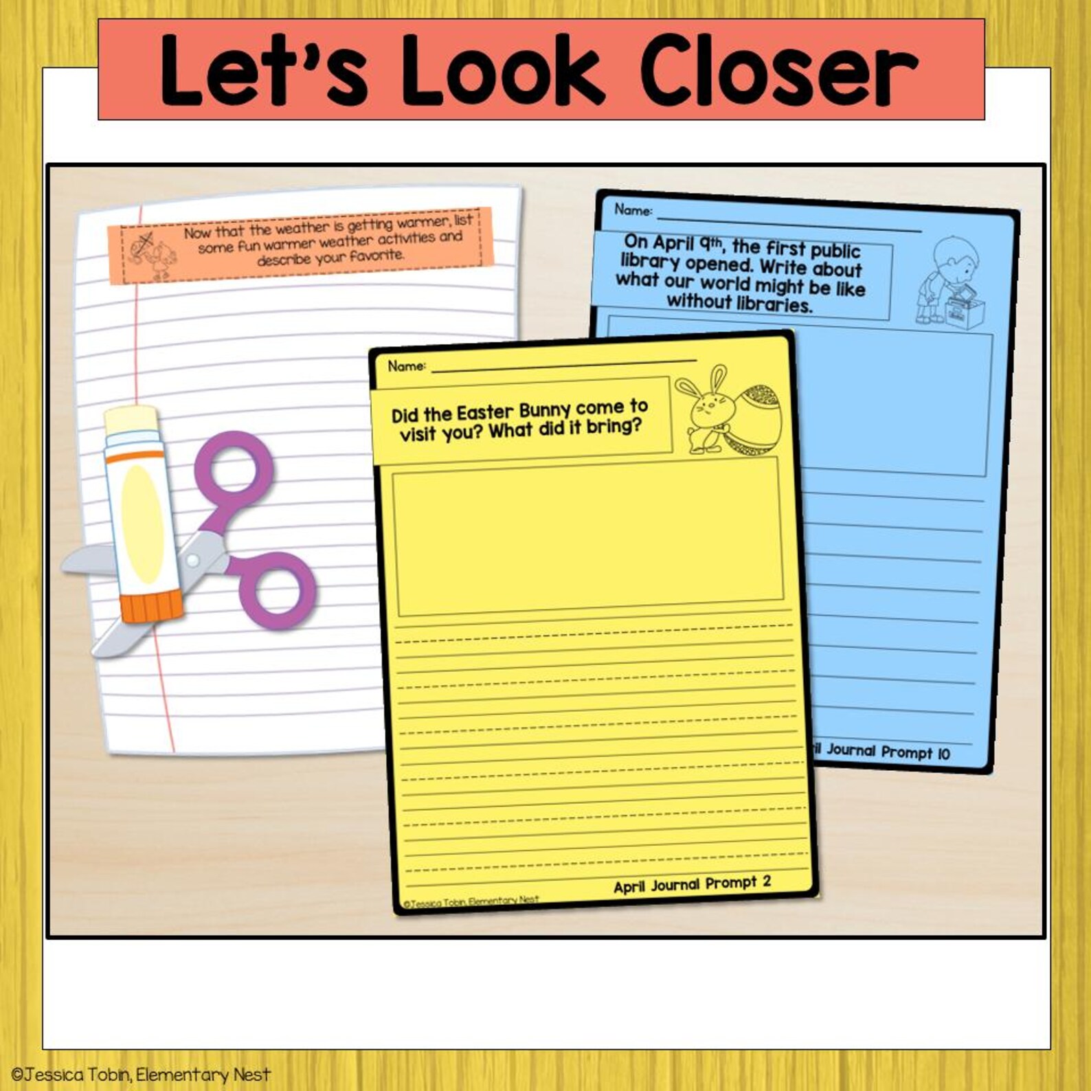 April Writing Prompts, Spring - Writing Papers, Digital Slides, or ...