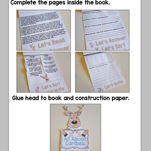Caribou Reading and Writing Flip Book With Craft - Reindeer Activities ...