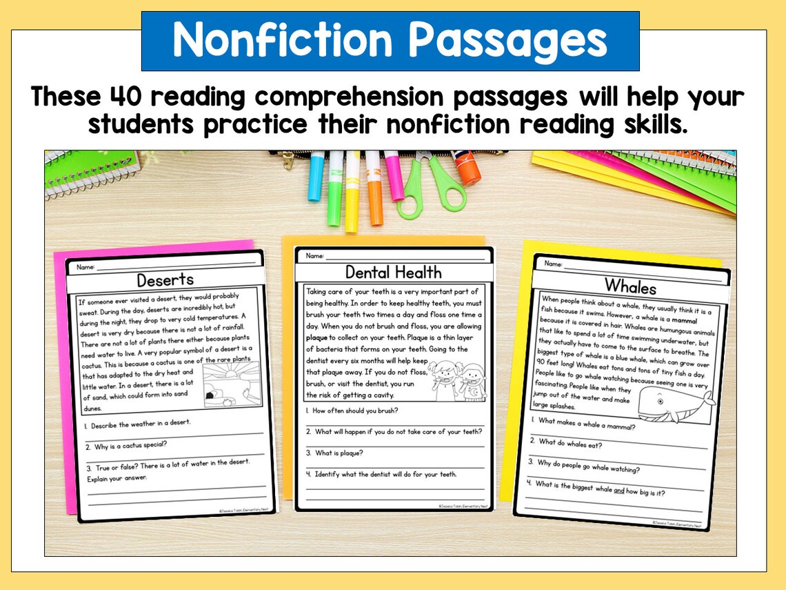 Nonfiction Reading Comprehension Passages: 1st-2nd Grade (PDF Download ...