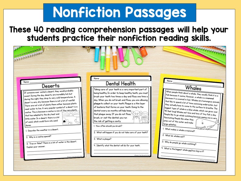 Nonfiction Reading Comprehension Passages: 1st-2nd Grade (PDF Download ...