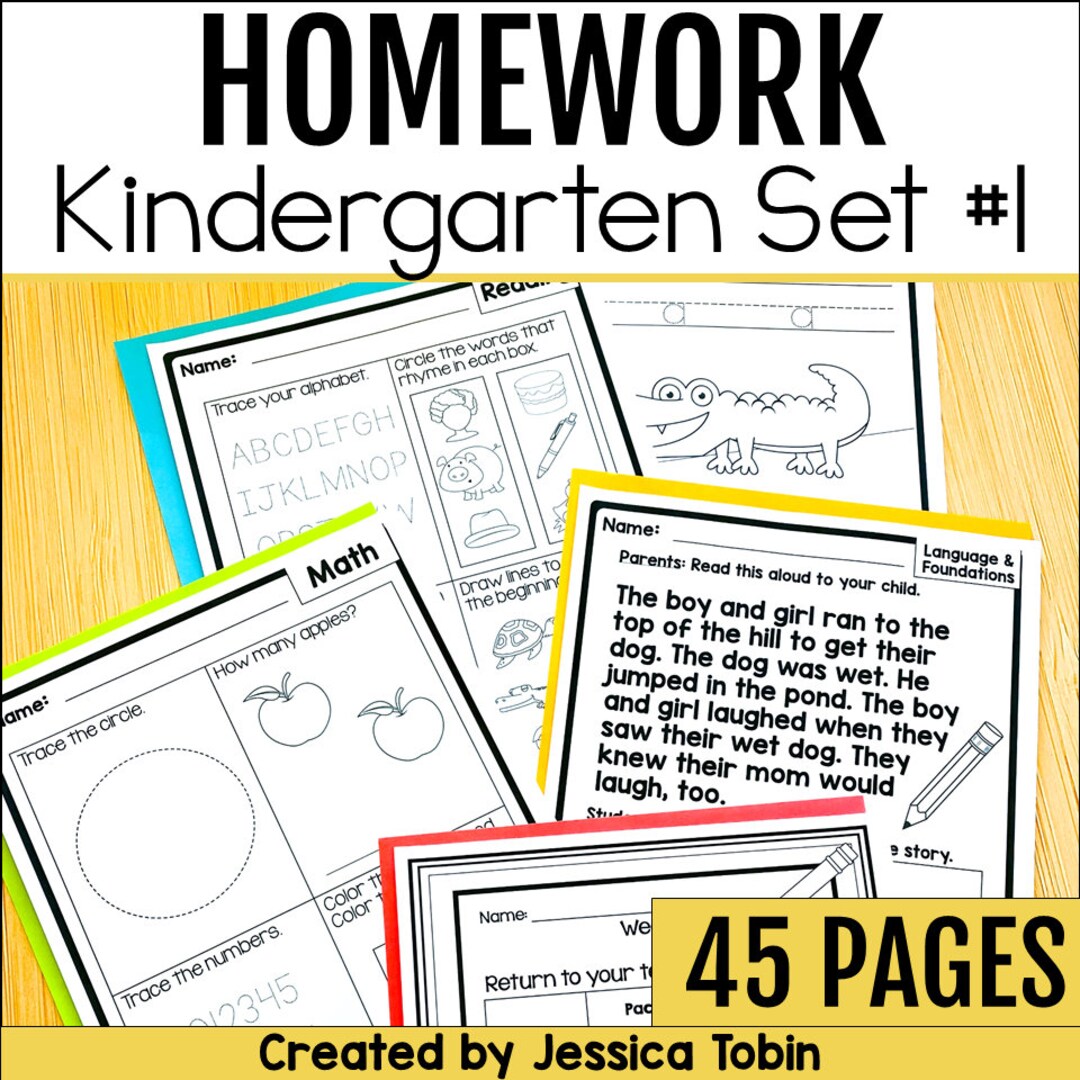 1st Quarter Kindergarten Weekly Homework Set 1 Phonics Math Reading W ...