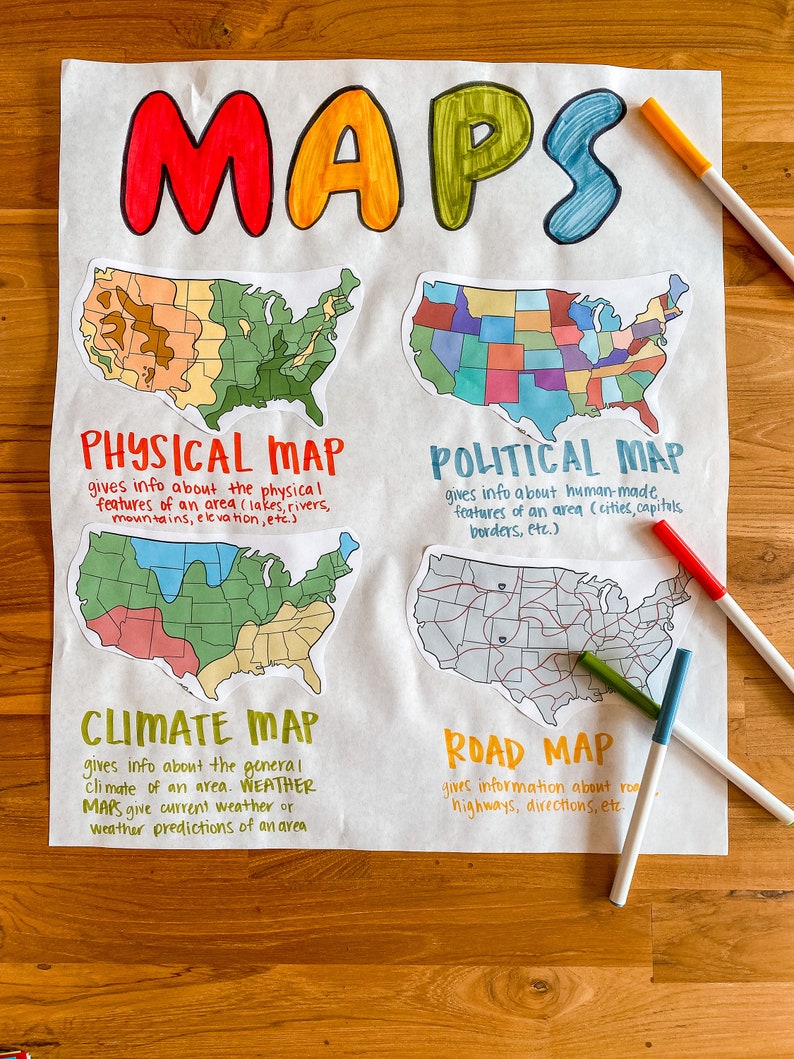 Maps, Map Skills, Types of Maps Unit Reading Passages and Worksheets ...